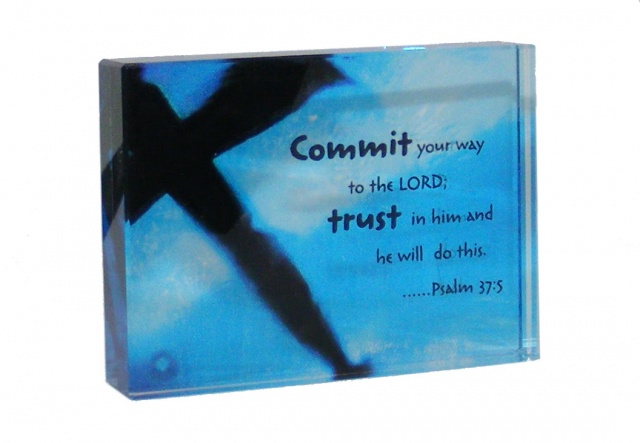 Commit Your Way To The Lord Crystal Block - LoveChristianBooks.com