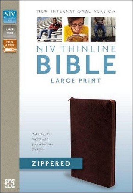 NIV Thinline Large Print Zipped Bible (Burgundy) - LoveChristianBooks.com